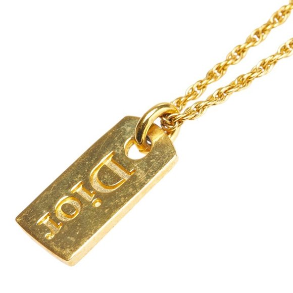 Dior | Jewelry | Christian Dior Dior Logo Plate Necklace Gold Plated ...